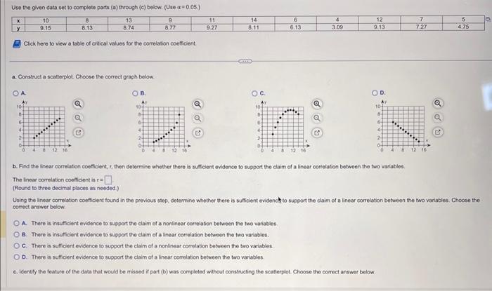 Solved Use the given data set lo complete parts (a) through | Chegg.com