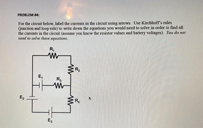 Solved For the circuit below, label the currents in the | Chegg.com