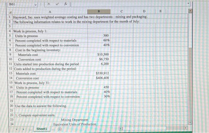 Solved Process Costing and the Weighted-Average Method using | Chegg.com