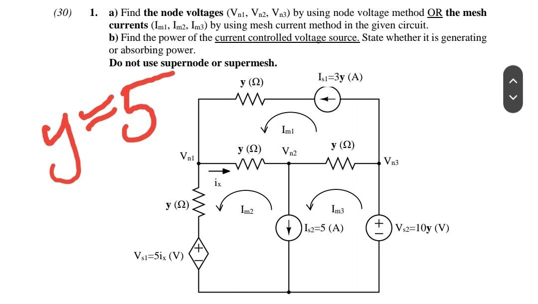 Solved 1. a) Find the node voltages (Vn1,Vn2,Vn3) by using | Chegg.com