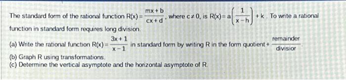 Solved The standard form of the rational function | Chegg.com