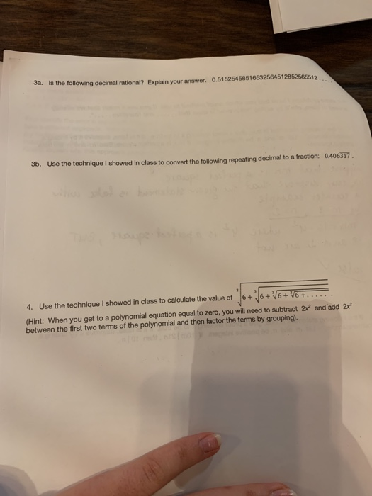 Solved 3a. is the following decimal rational? Explain your | Chegg.com