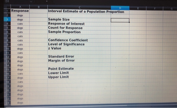 8. Using Excel - Constructing an interval estimate | Chegg.com