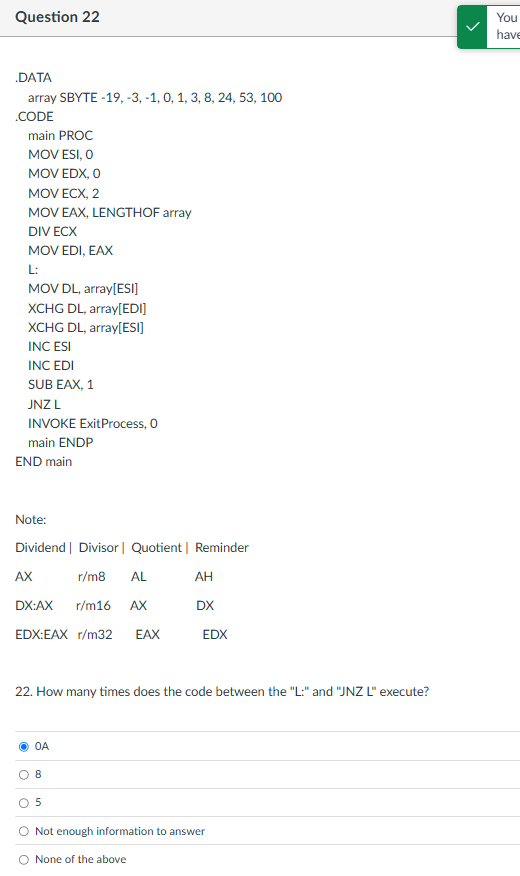 Solved .DATAarray SBYTE | Chegg.com