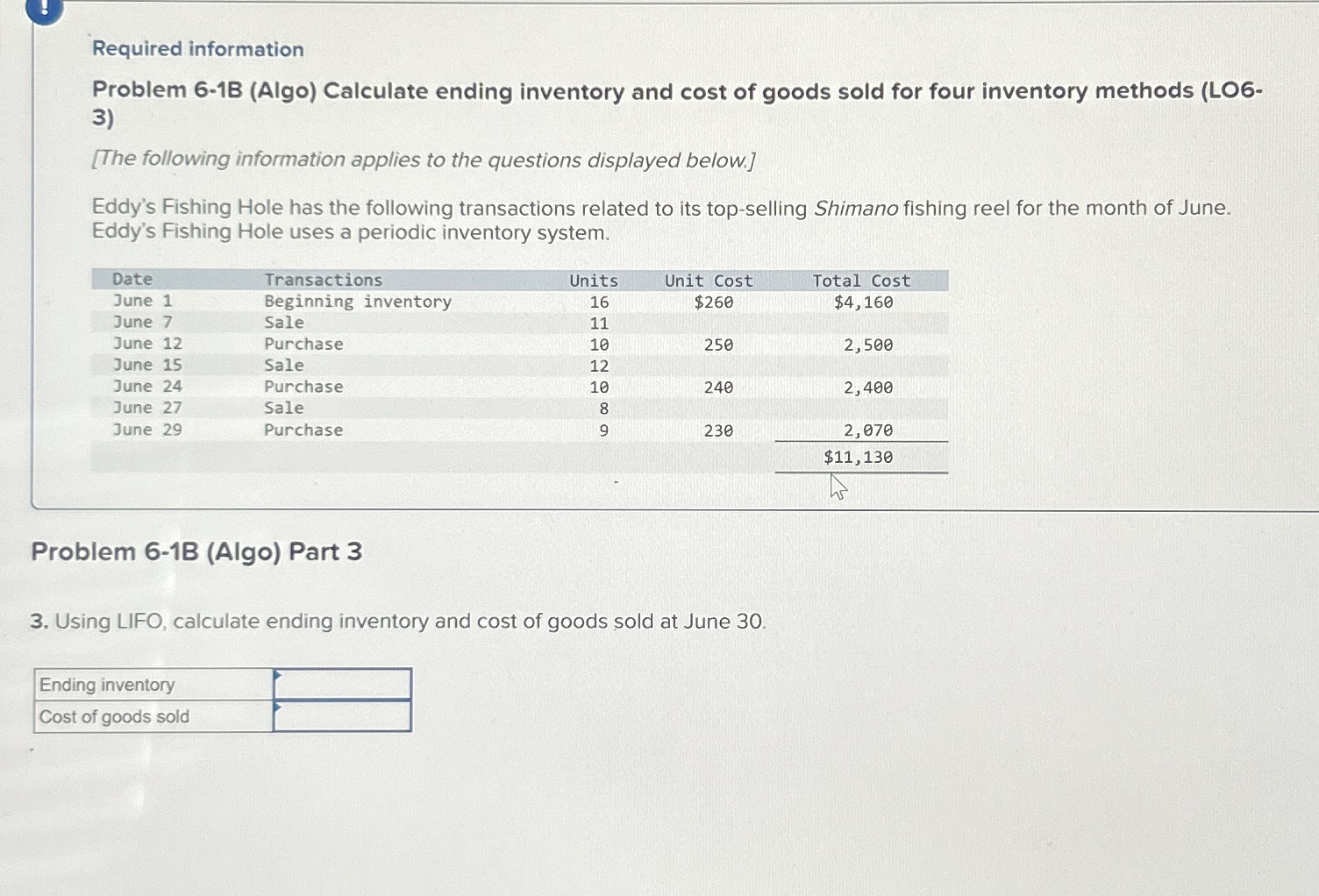 Solved Required informationProblem 6-1B (Algo) ﻿Calculate | Chegg.com