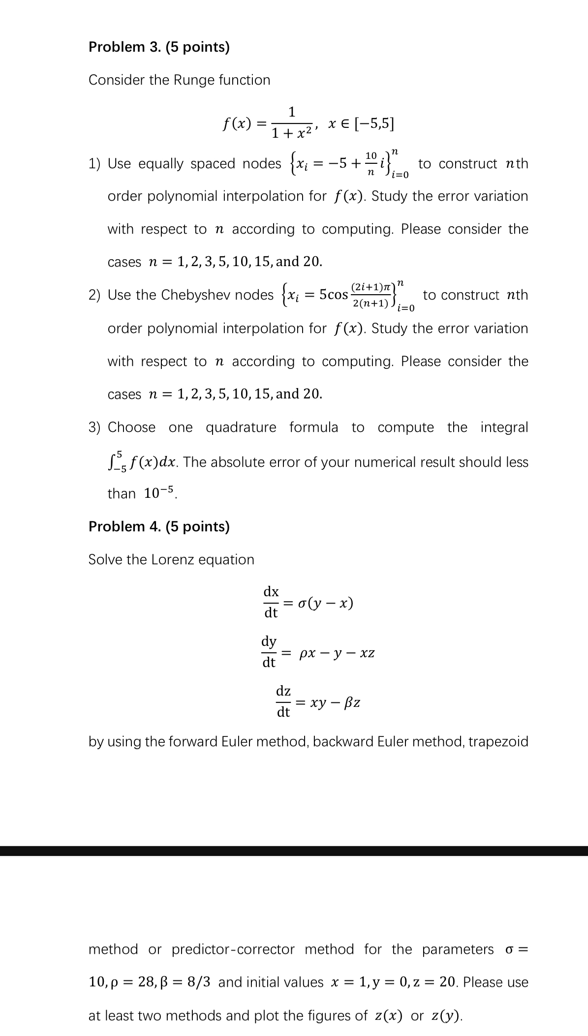 Problem 3. (5 ﻿points)Consider the Runge | Chegg.com