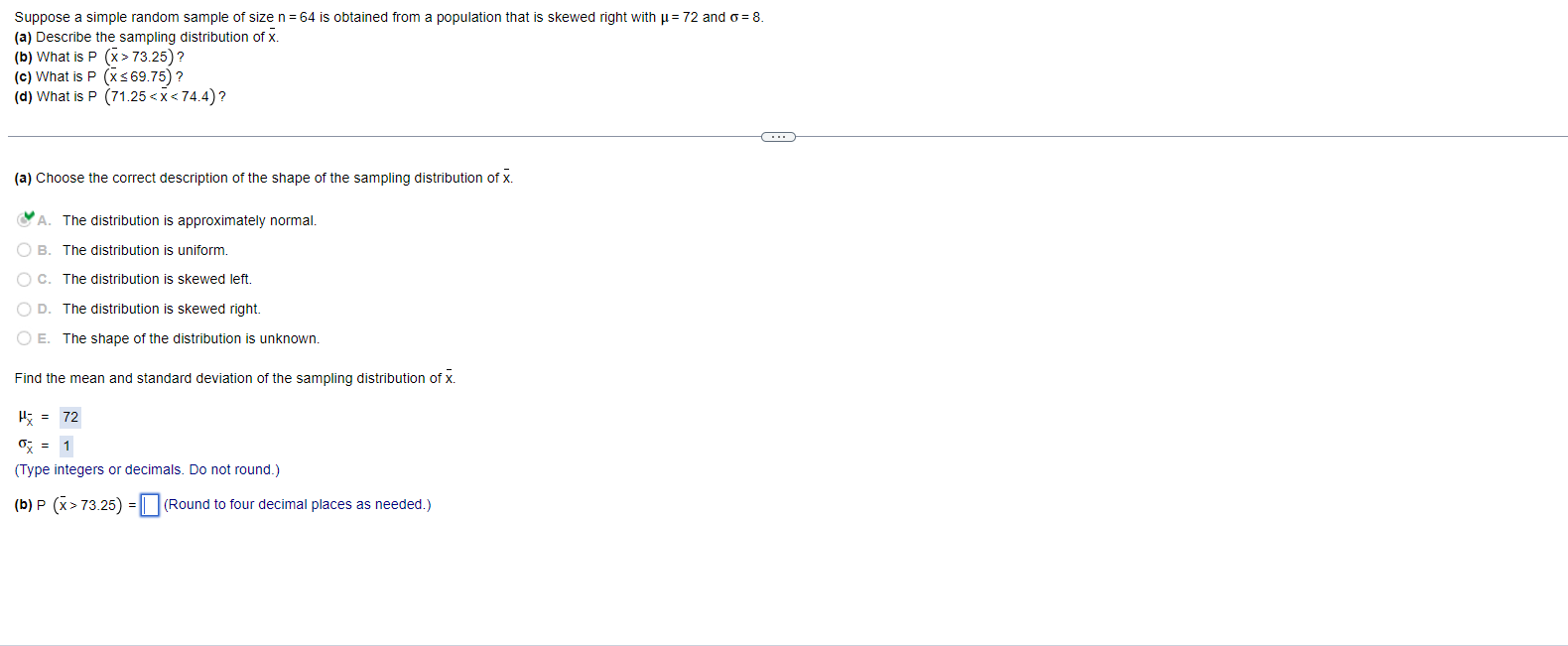 Solved Suppose a simple random sample of size n=64 ﻿is | Chegg.com