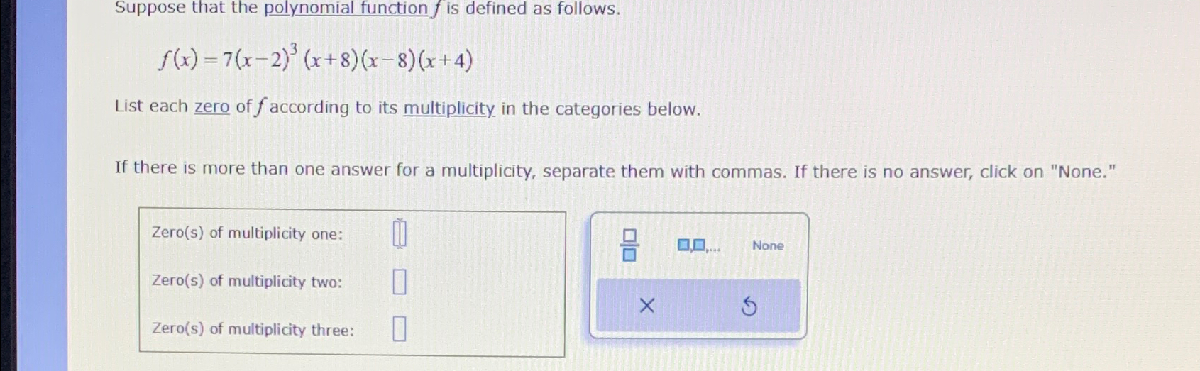 Solved Suppose that the polynomial function f ﻿is defined as | Chegg.com