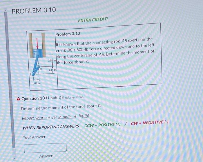 Solved PROBLEM 3.10 EXTRA CREDIT! roblem 3.10 t is known | Chegg.com