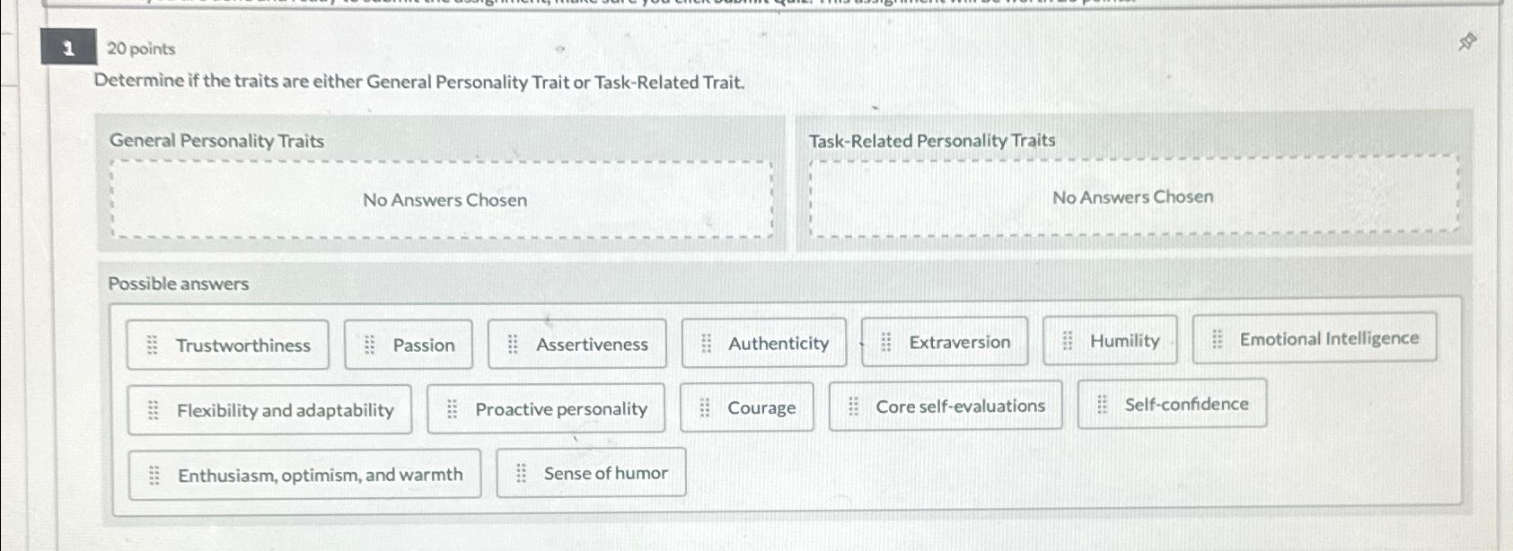 Solved 120 ﻿pointsDetermine if the traits are either General | Chegg.com