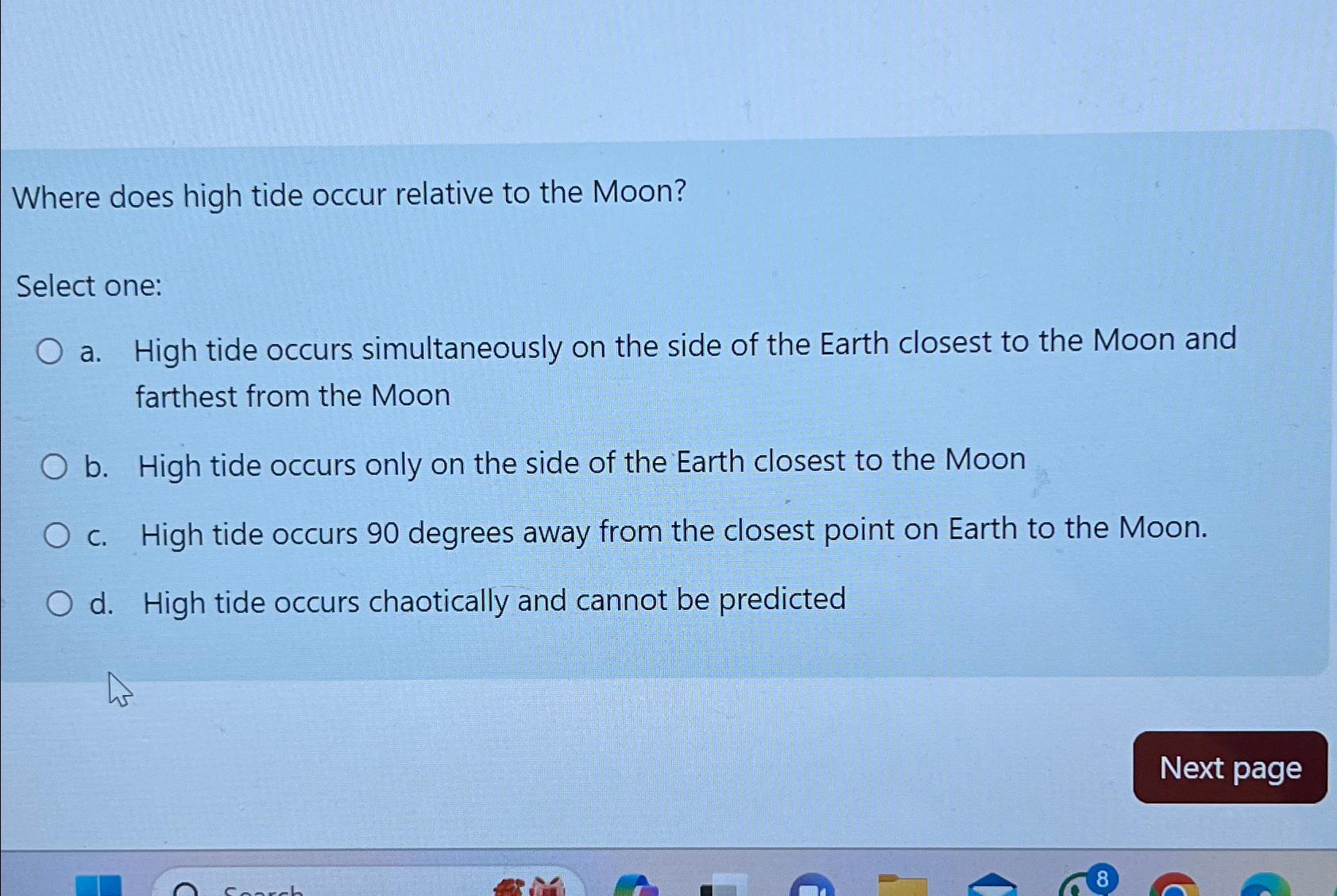 Solved Where does high tide occur relative to the | Chegg.com