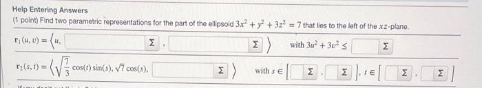 Solved Help Entering Answers (1 point) Find two parametric | Chegg.com