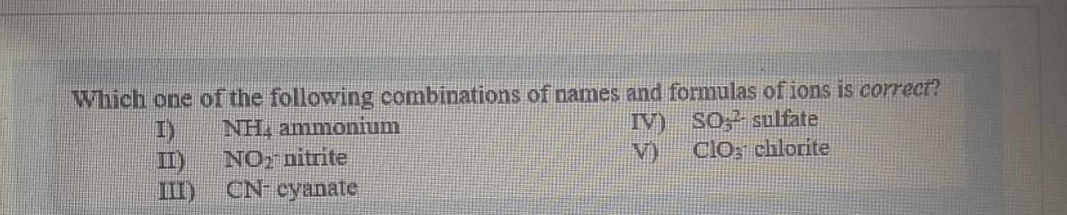 Solved Which one of the following combinations of names and | Chegg.com