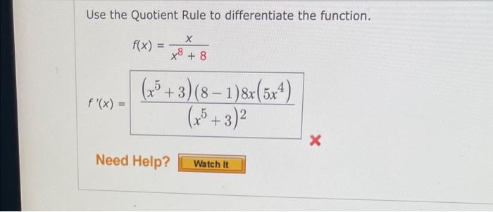 Solved Use the Quotient Rule to differentiate the function. | Chegg.com