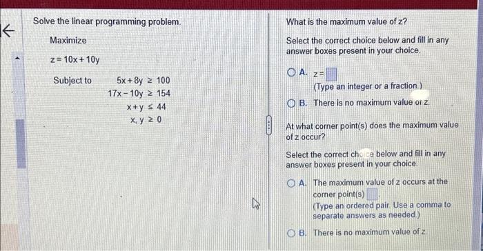 Solved Solve the linear programming problem. What is the | Chegg.com