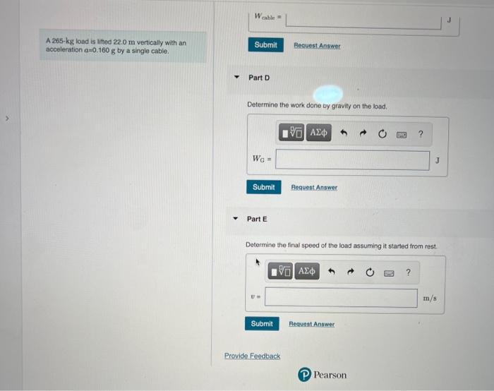 Solved A 265-kg load is litted 22.0 m vertically with an | Chegg.com