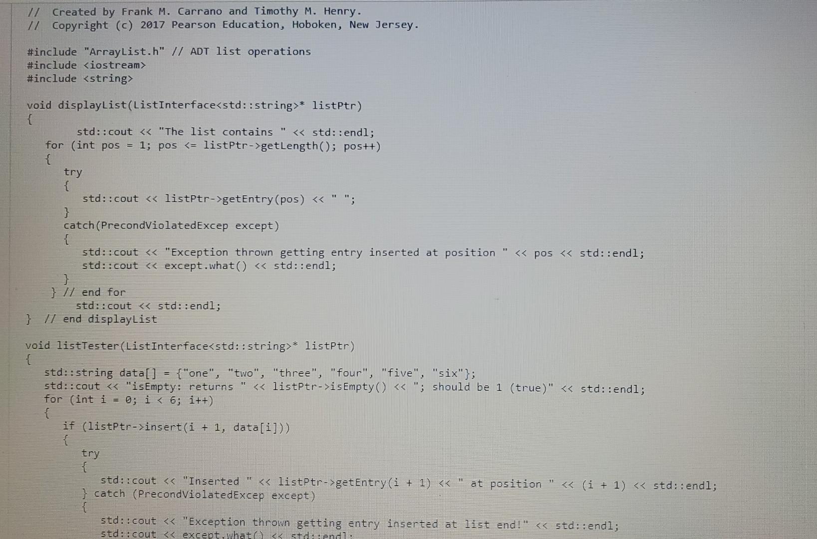 Solved // Created by Frank M. Carrano and Timothy M. Henry. | Chegg.com
