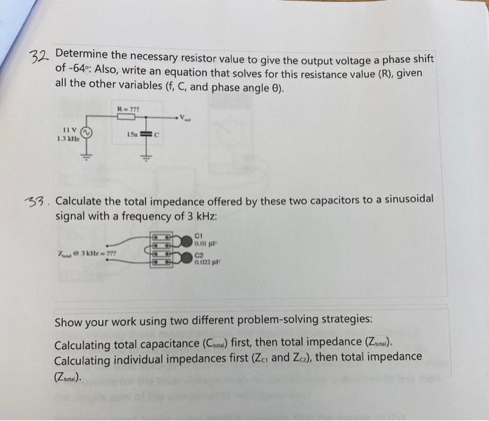 Solved 24. Write an equation that solves for the impedance | Chegg.com