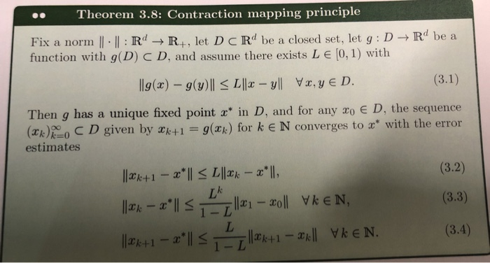 Solved Theorem 3.8: Contraction mapping principle Fix a norm | Chegg.com