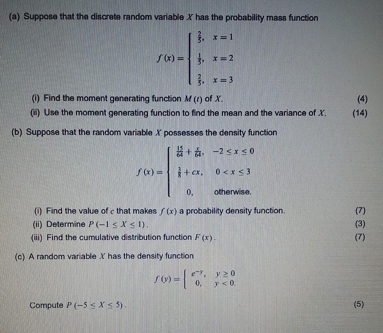 Solved (a) Suppose that the discrete random variable X has | Chegg.com