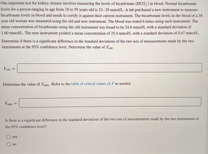 Solved One important test for kidney disease involves | Chegg.com