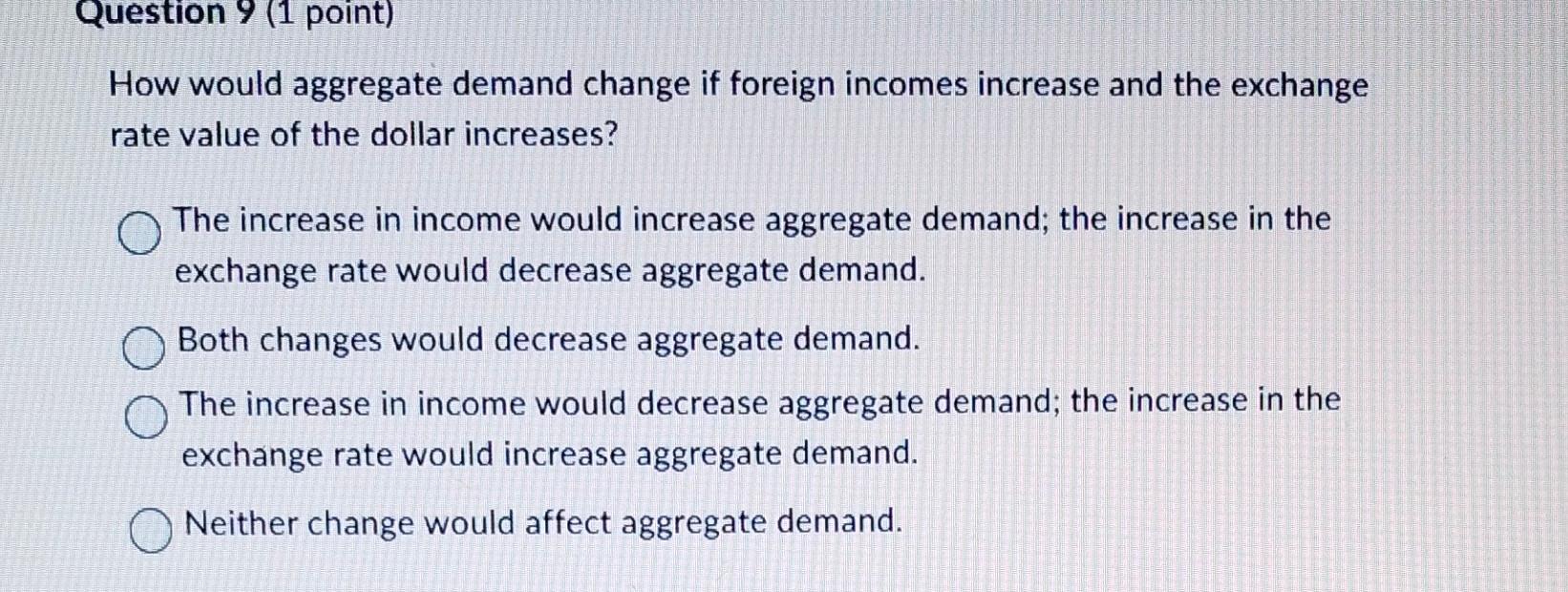 Solved How would aggregate demand change if foreign incomes | Chegg.com