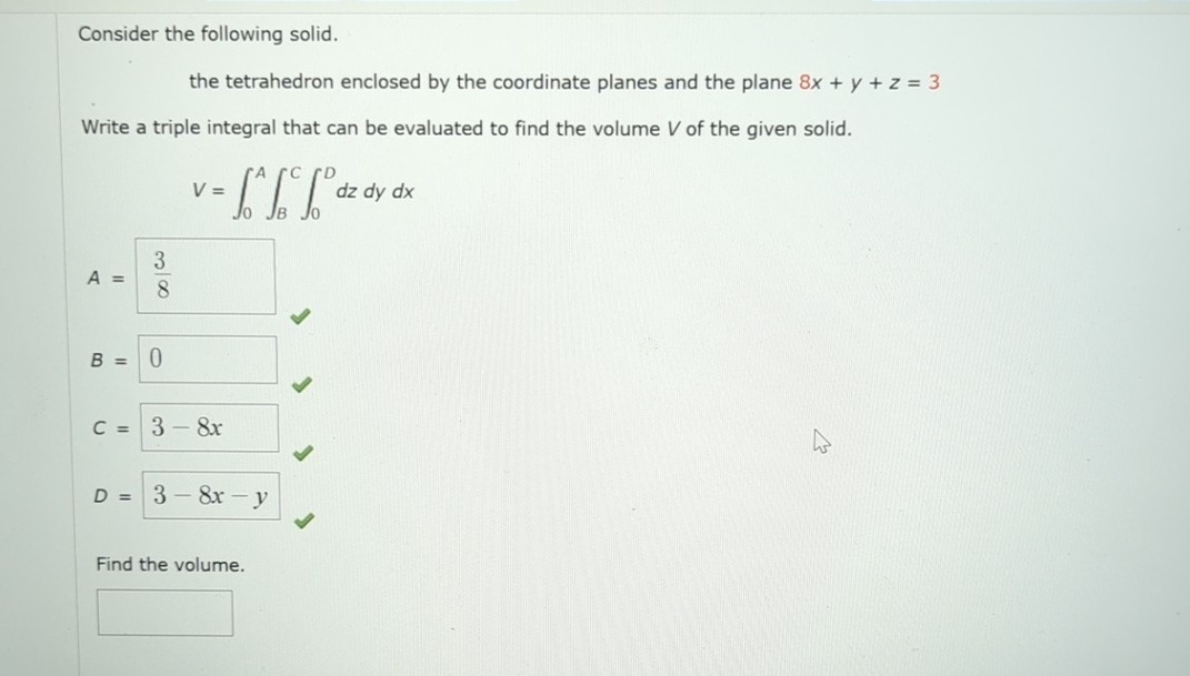 Solved Consider the following solid.the tetrahedron enclosed | Chegg.com