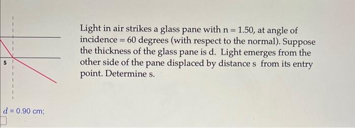 Solved Light in air strikes a glass pane with n=1.50, at | Chegg.com