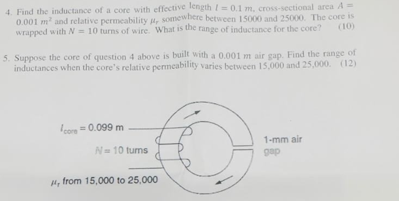 Solved Find the inductance of a core with effective length | Chegg.com