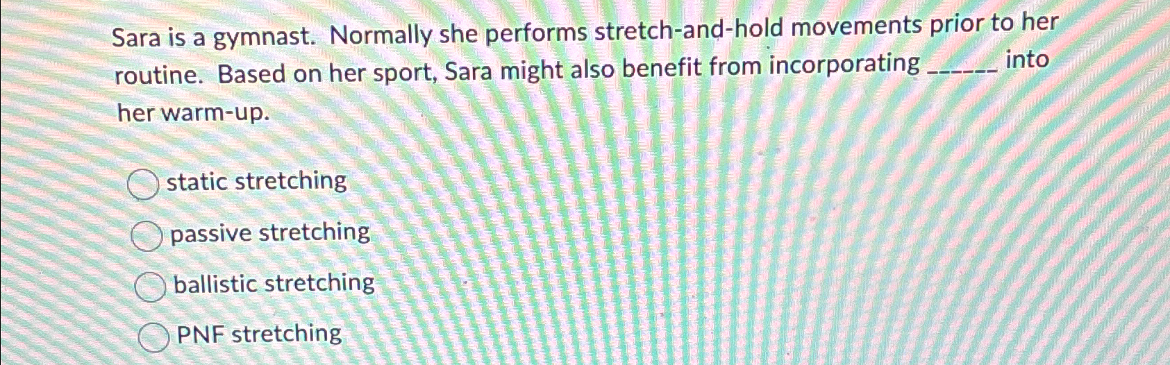 Solved Sara is a gymnast. Normally she performs | Chegg.com