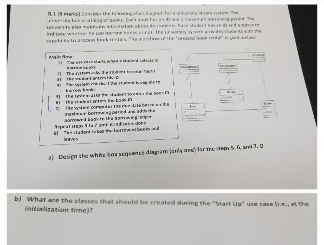 Solved Q.1 [8 marks] Consider the following class diagram | Chegg.com
