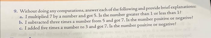 Solved 9. Without doing any computations, answer each of the | Chegg.com