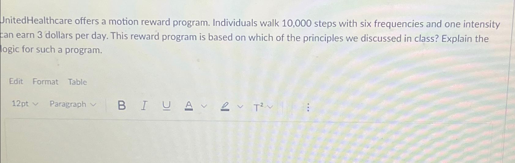 Solved UnitedHealthcare offers a motion reward program. | Chegg.com