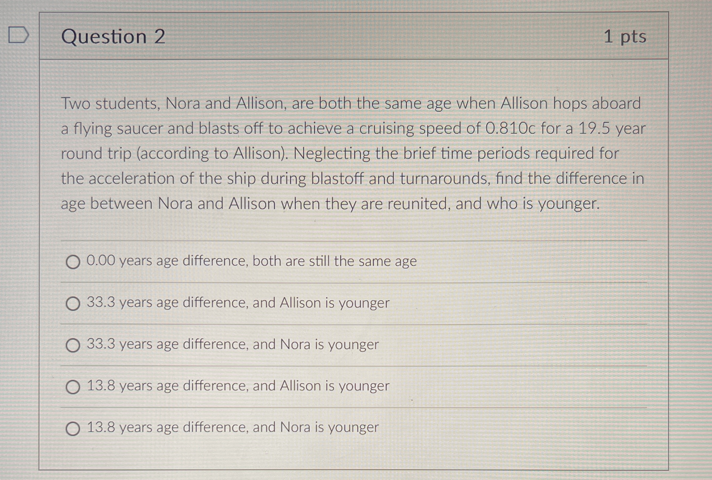 Solved Question 21 ﻿ptsTwo students, Nora and Allison, are | Chegg.com