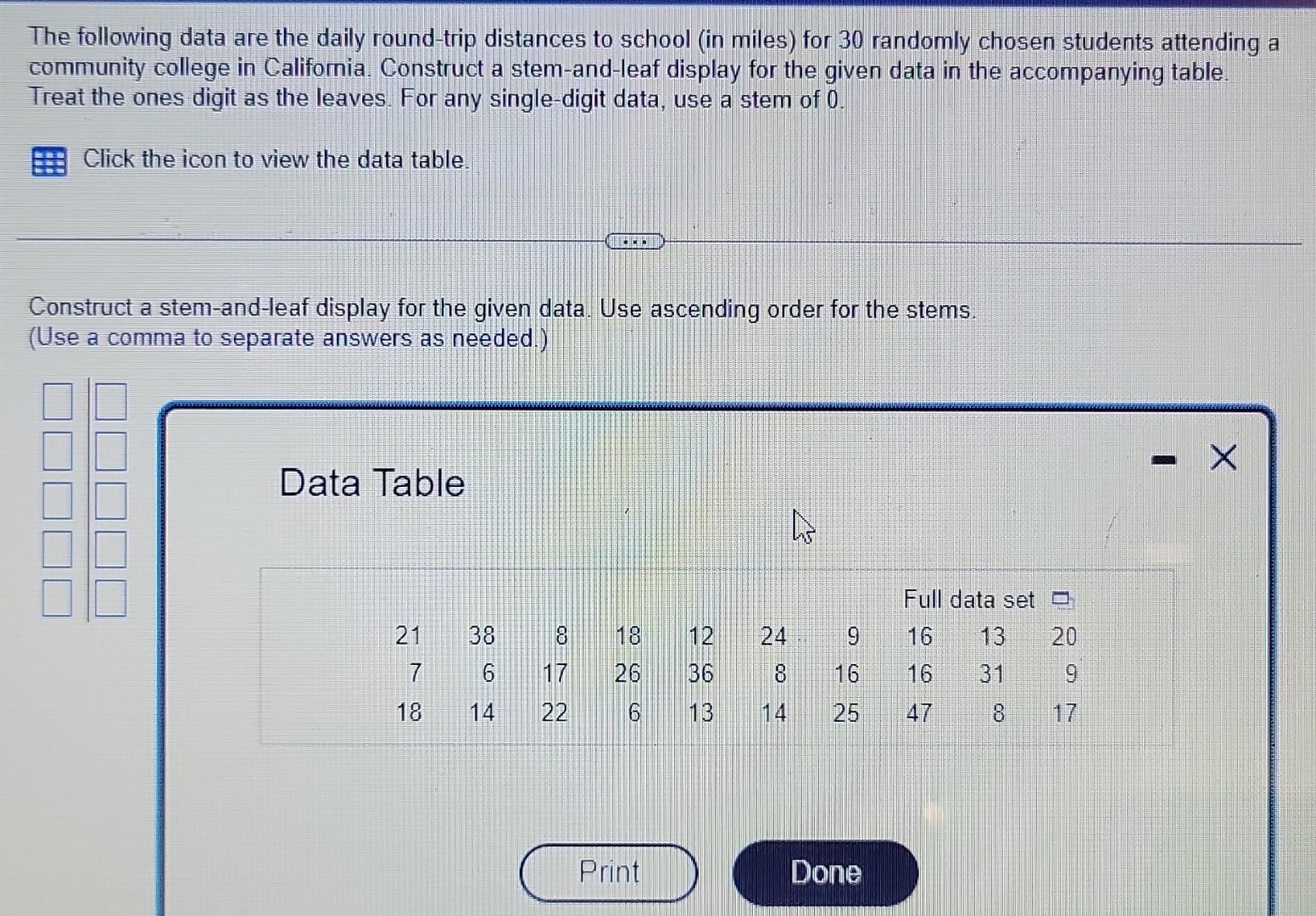 The following data are the daily round-trip distances | Chegg.com