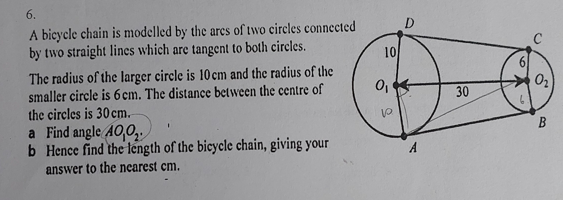 Solved A bicycle chain is modelled by the arcs of two | Chegg.com