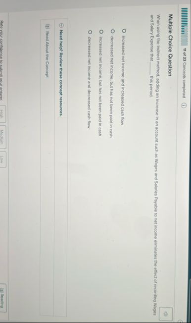 Solved 11 ﻿of 23 ﻿Concepts completedMultiple Choice | Chegg.com