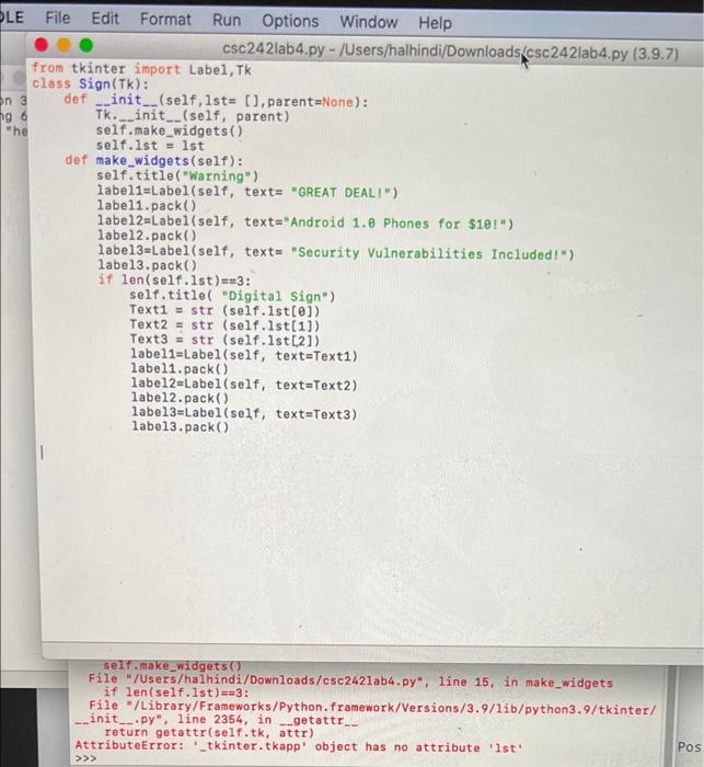 Solved LE File Edit Format Run Options Window Help | Chegg.com
