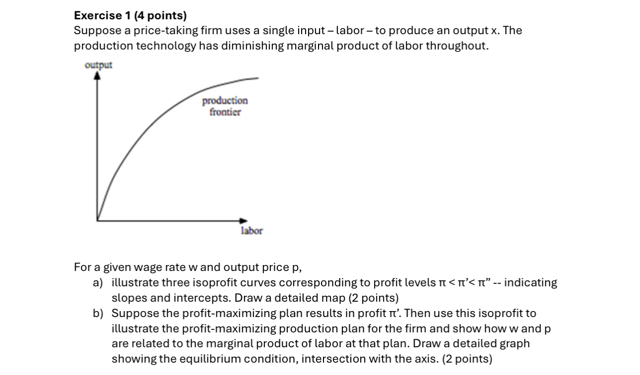 Solved Exercise 1 (4 ﻿points)Suppose a price-taking firm | Chegg.com