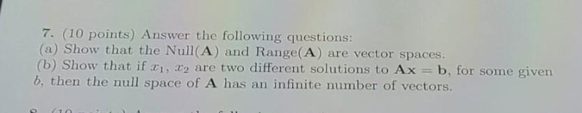 Solved 7. (10 points) Answer the following questions: (a) | Chegg.com