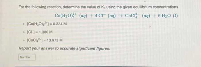 Solved For The Following Reaction Determine The Value Of Kc
