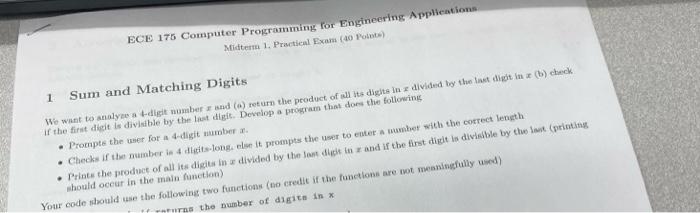 Solved ECE 175 Computer Programming for Engineering | Chegg.com