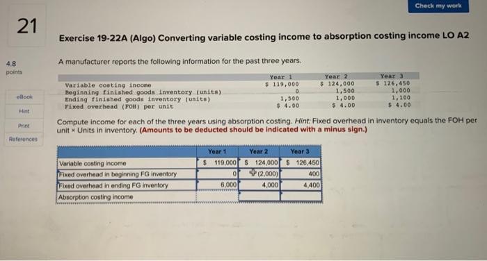 Solved Check my work 21 Exercise 19-22A (Algo) Converting | Chegg.com