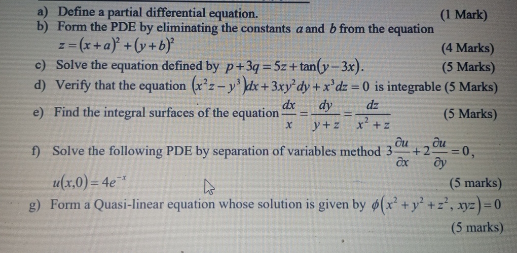Solved a) ﻿Define a partial differential equation.(1 | Chegg.com