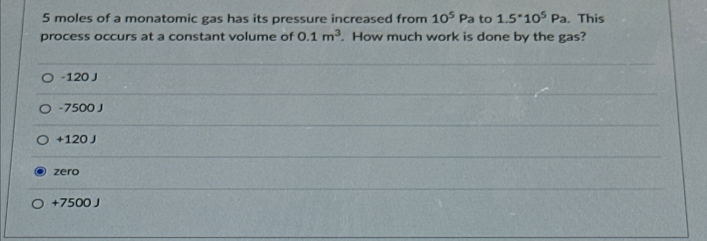 Solved 5 ﻿moles of a monatomic gas has its pressure | Chegg.com