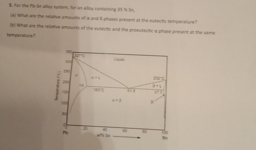 Solved For the Pb-Sn alloy system, for an alloy containing | Chegg.com