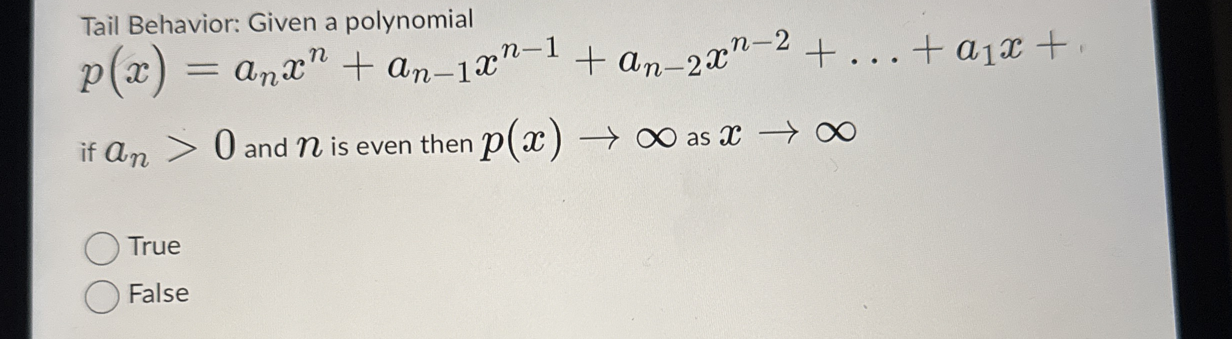 Solved Tail Behavior: Given a polynomial ﻿Tail Behavior: | Chegg.com