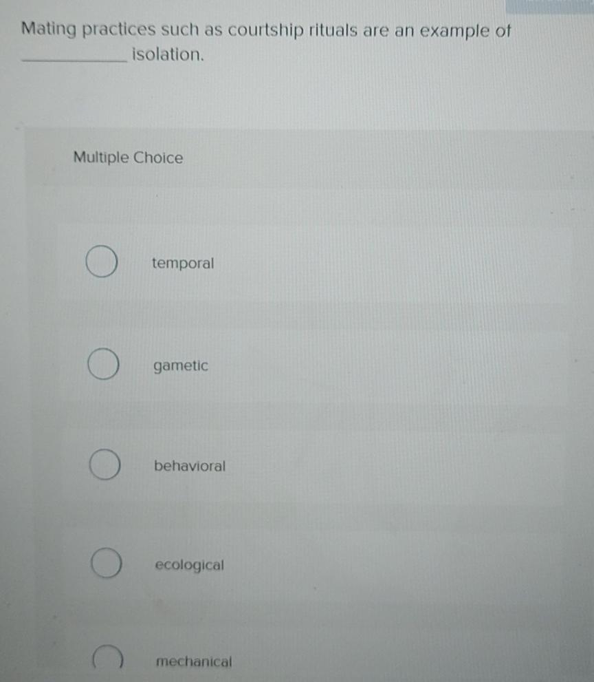 Solved Mating practices such as courtship rituals are an | Chegg.com