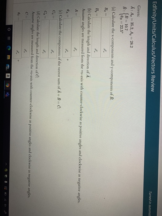 Solved Edfinity/Units/Calculus/Vectors Review Turned in | Chegg.com