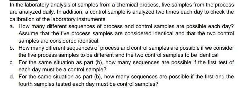 Solved In the laboratory analysis of samples from a chemical | Chegg.com
